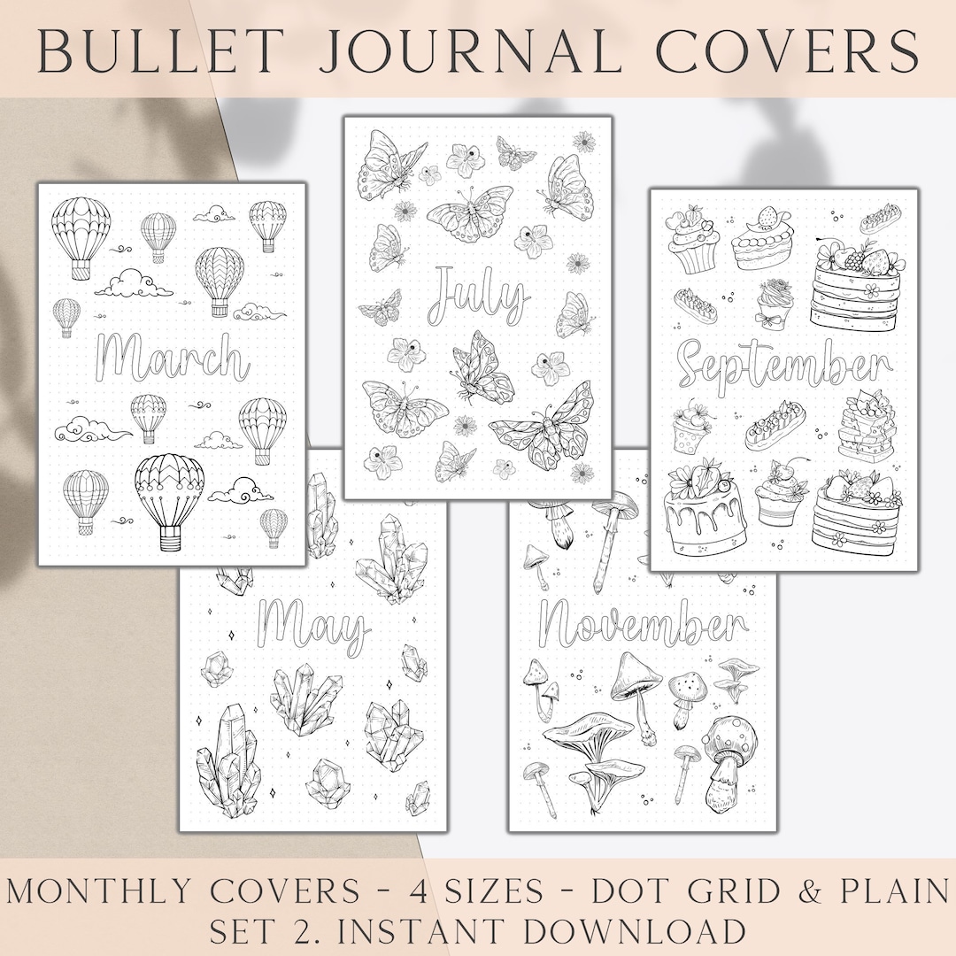 Bullet Journal 12 Monthly Cover Pages, Monthly Planner Cover Pages ...