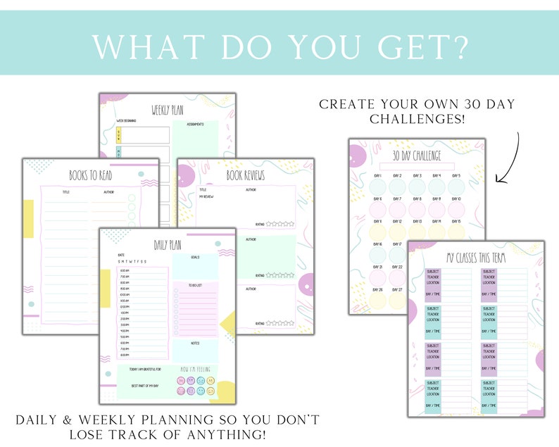 Printable Student Planner, School Calendar, Teenage Academic ...