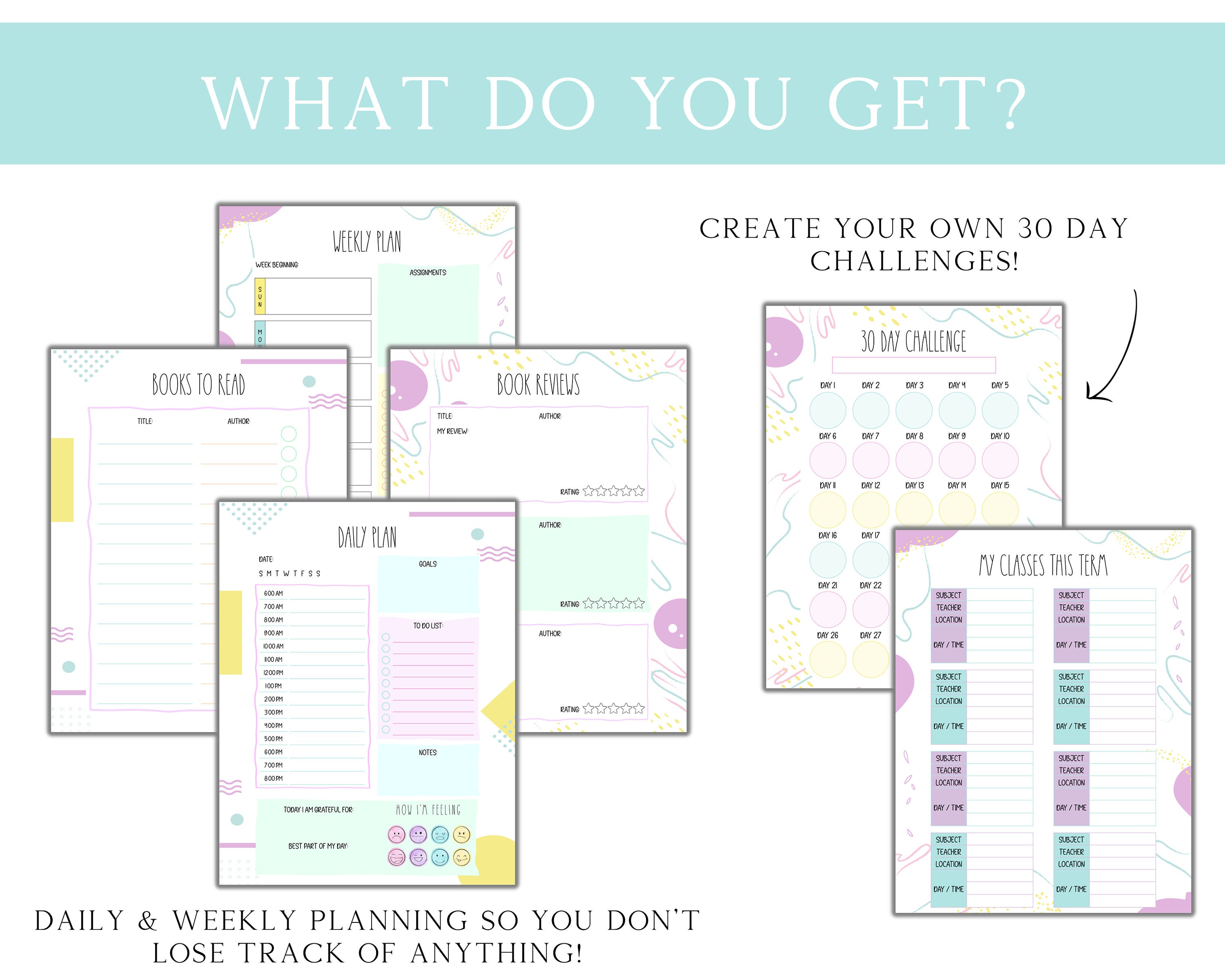 Printable Student Planner, School Calendar, Teenage Academic ...