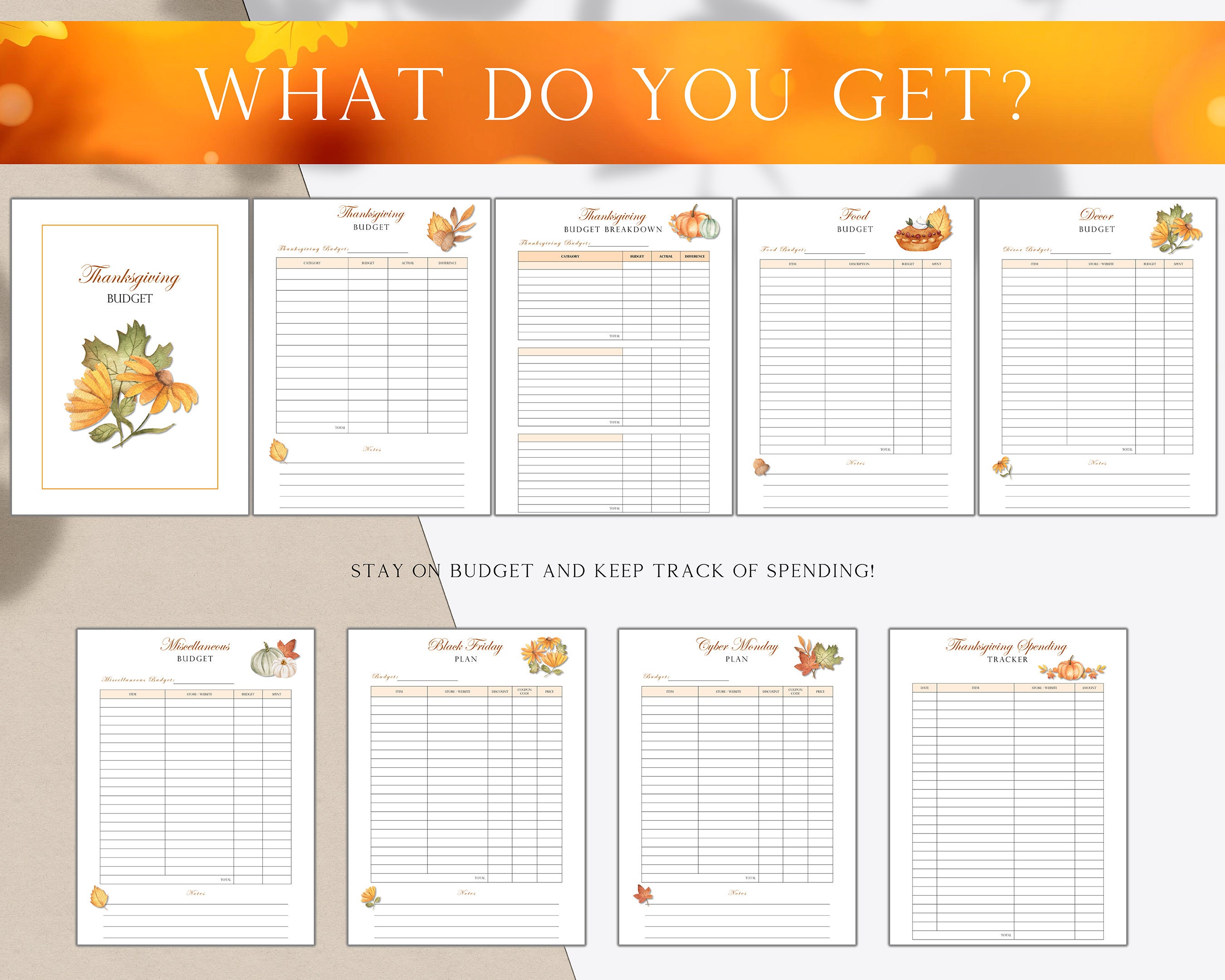 Printable Thanksgiving Planner and Calendar Budget Binder, Thanksgiving ...