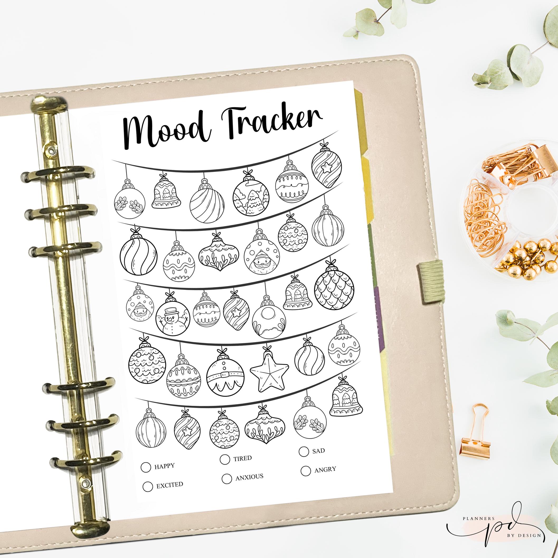 Printable Christmas Bujo Mood Tracker, Christmas Ornaments Mood Tracker ...