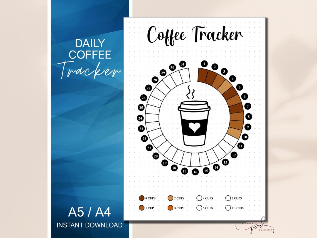 Printable Coffee Tracker: Daily Caffeine Log, A4/A5 (digital Download ...