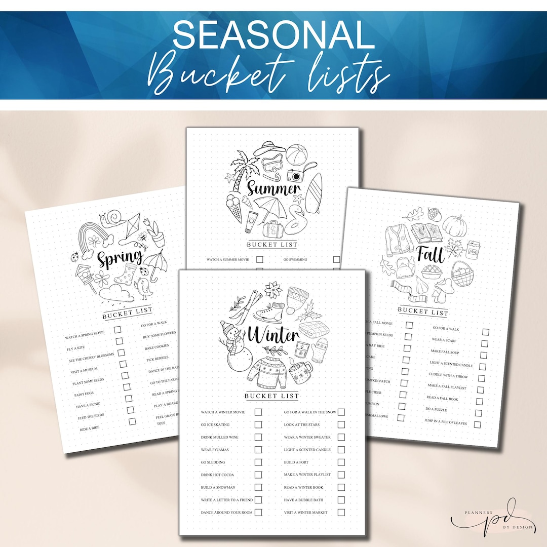 Seasons Bucket List Printable, Seasonal to Do Lists, Seasons Activities ...