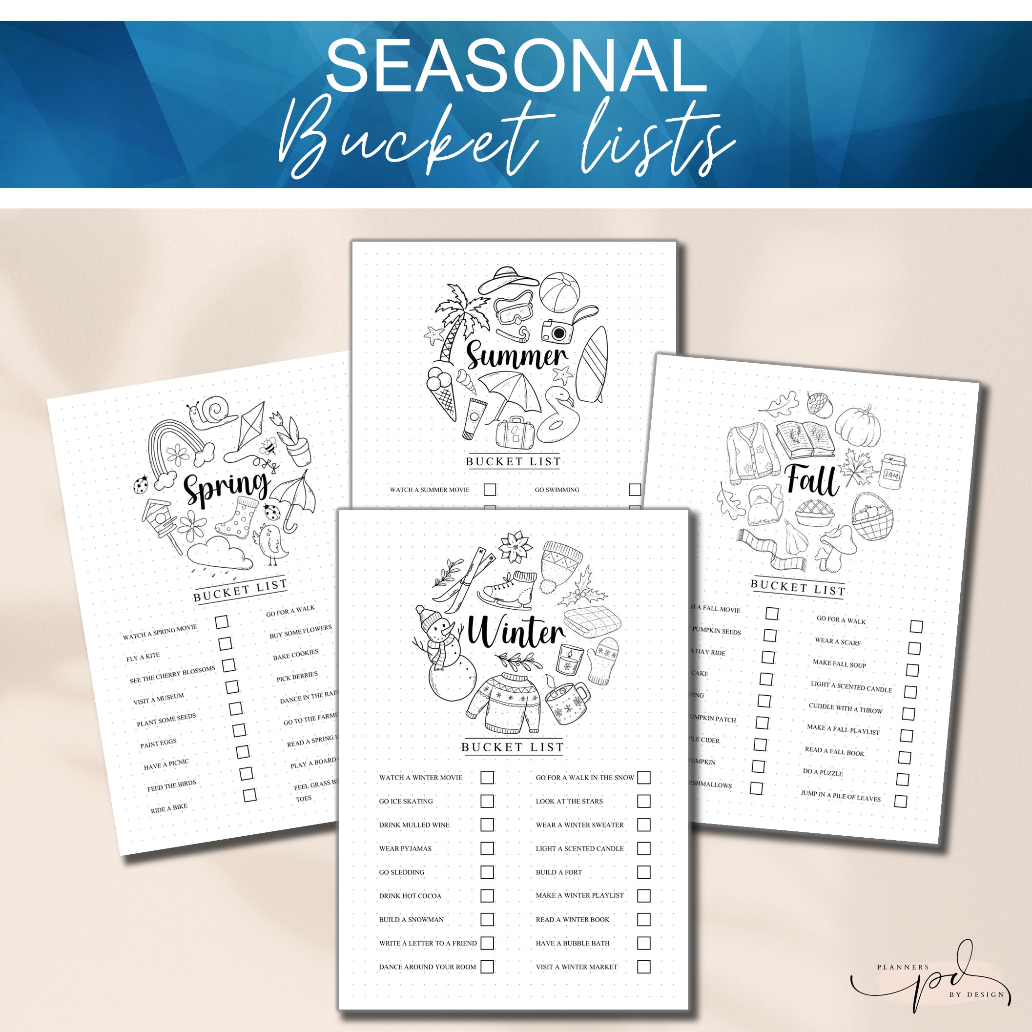 Seasons Bucket List Printable, Seasonal to Do Lists, Seasons Activities ...