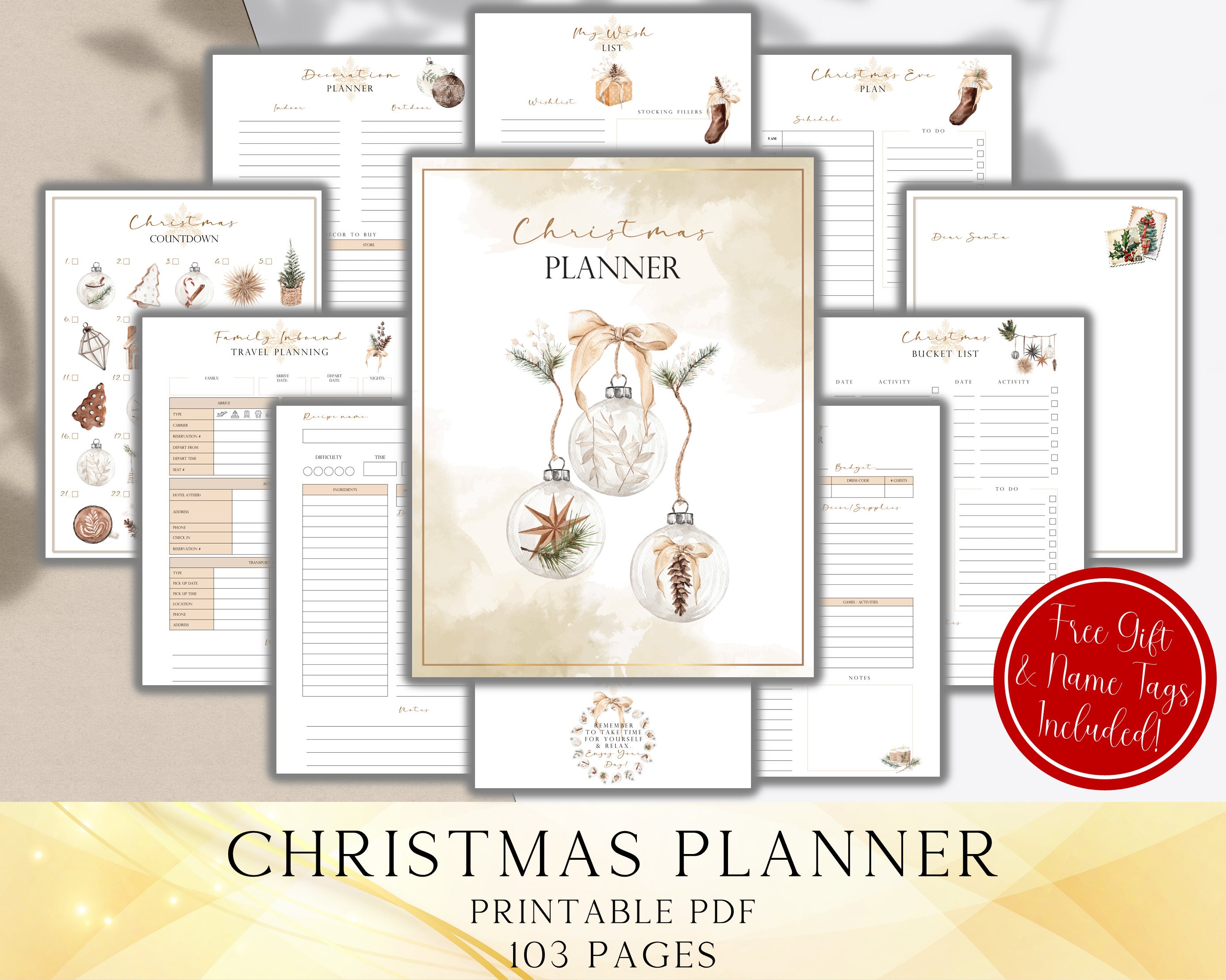 Christmas Planner Printable, Boho Holiday Season Organizer Binder, Xmas ...