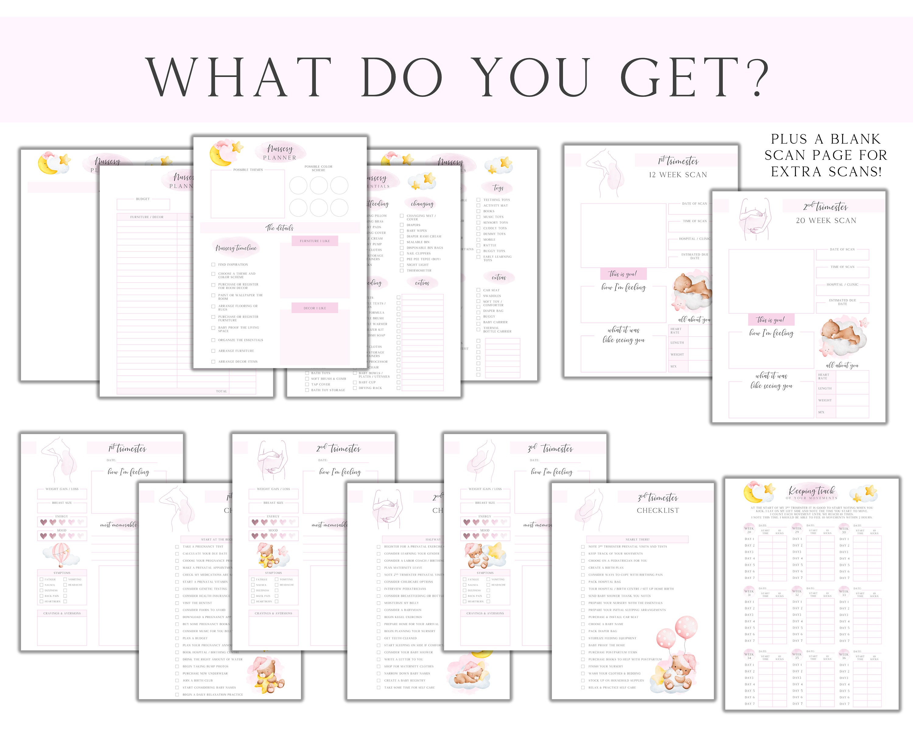 Baby Girl Pink Printable Pregnancy Planner Journal Baby - Etsy