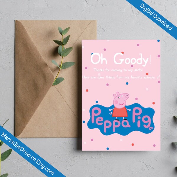 Peppa Pig Card - Etsy
