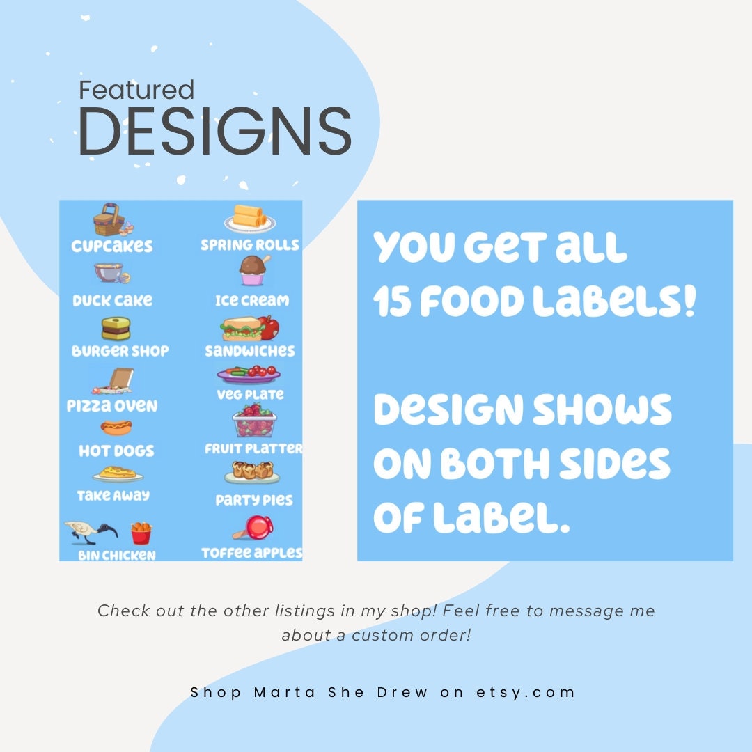 Bluey Themed Buffet Labels Buffet Cards, Food Labels, Party Labels ...