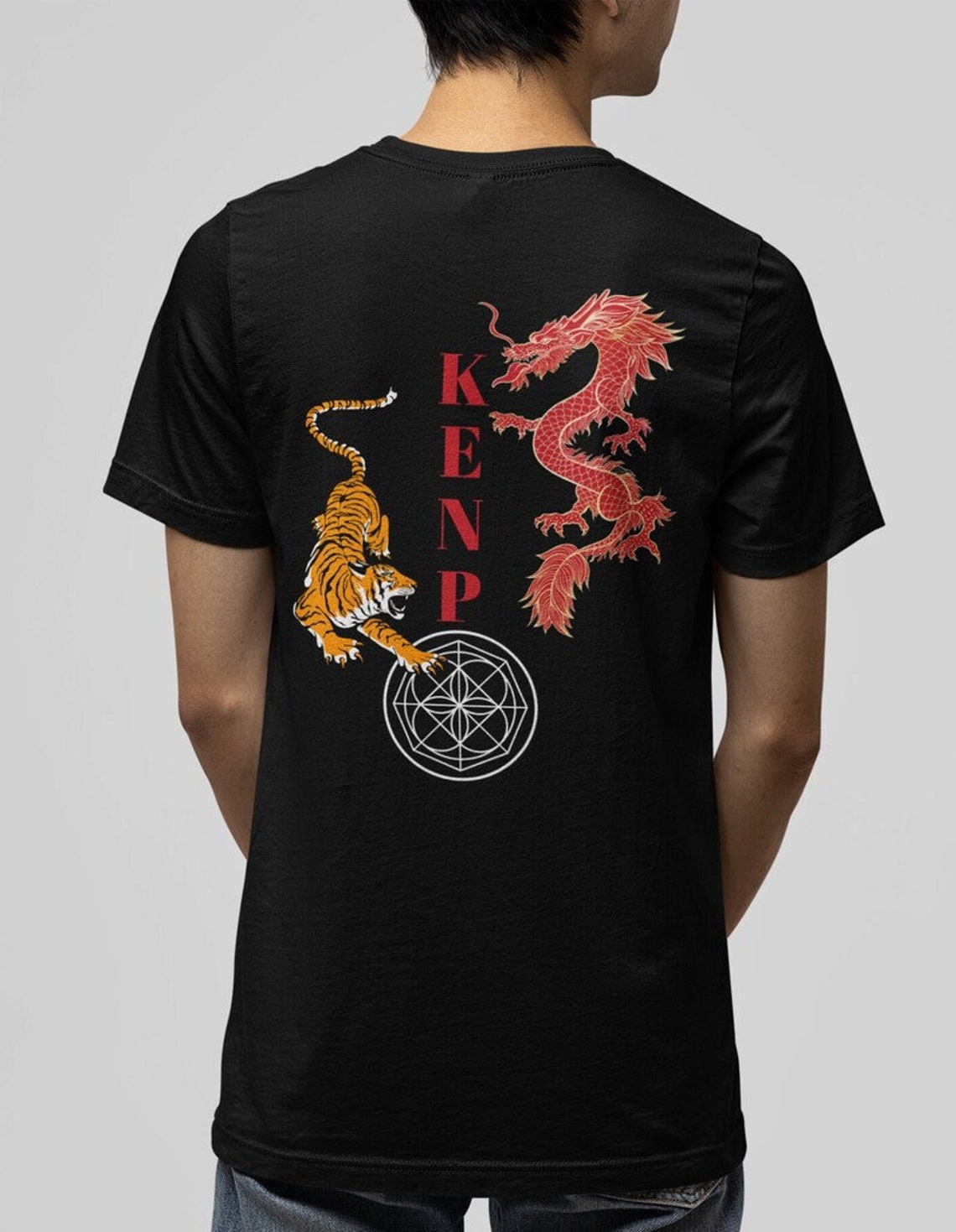 Kenpo Tiger and Dragon Tshirt - Universal Pattern W/chinese Calligraphy ...