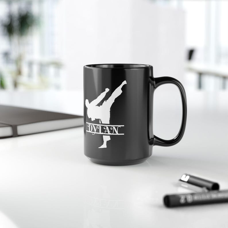 Personalized Karate Mug,double Sided Custom Design,karate Gifts,black ...