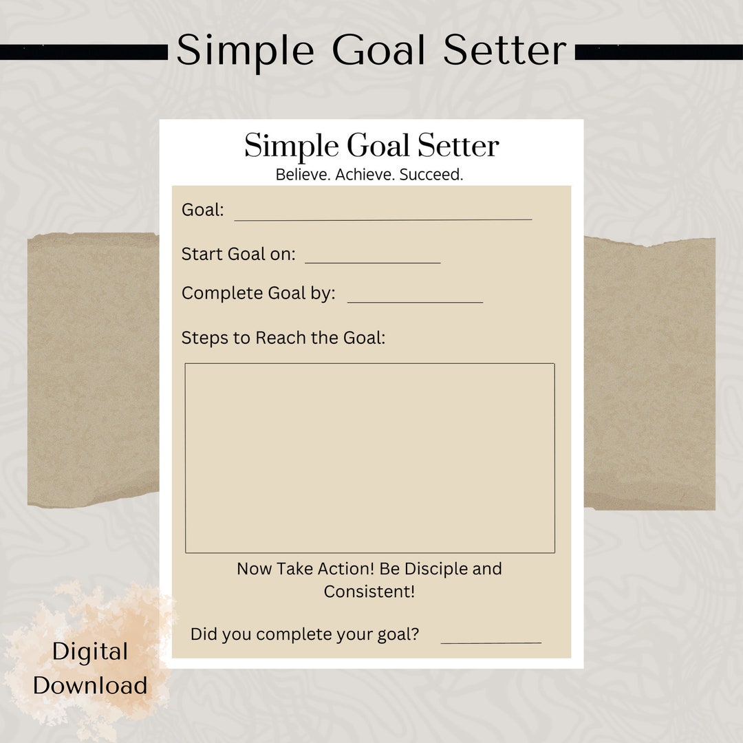 Simple Goal Setter: Printable Planner for Easy Progress, A Goal Tracker ...