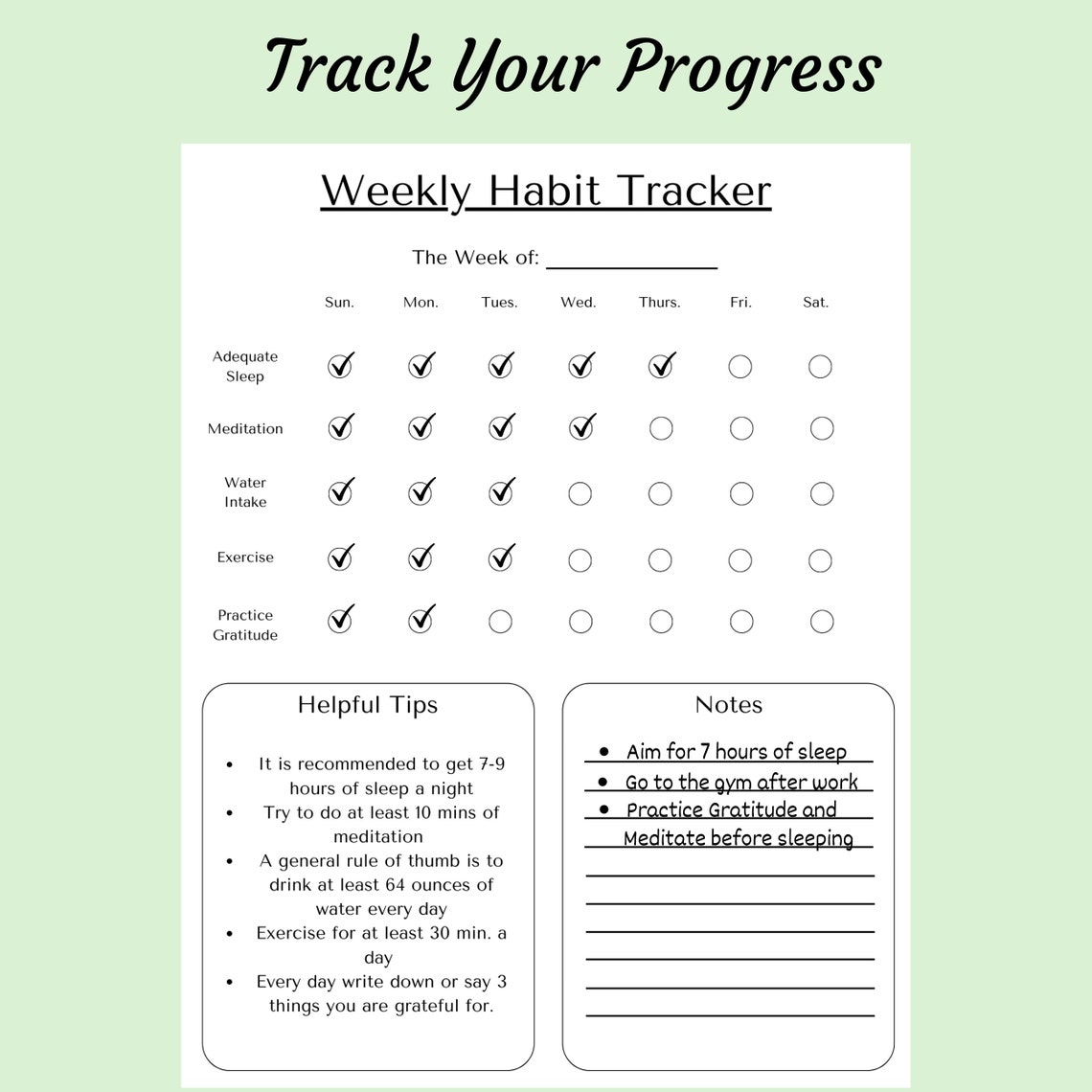 Weekly Habit Tracker Printable: Establish Positive Routines and Reach ...