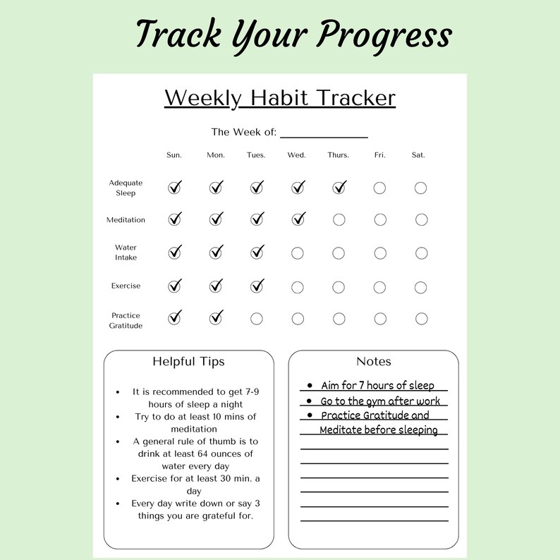 Weekly Habit Tracker Printable: Establish Positive Routines and Reach ...
