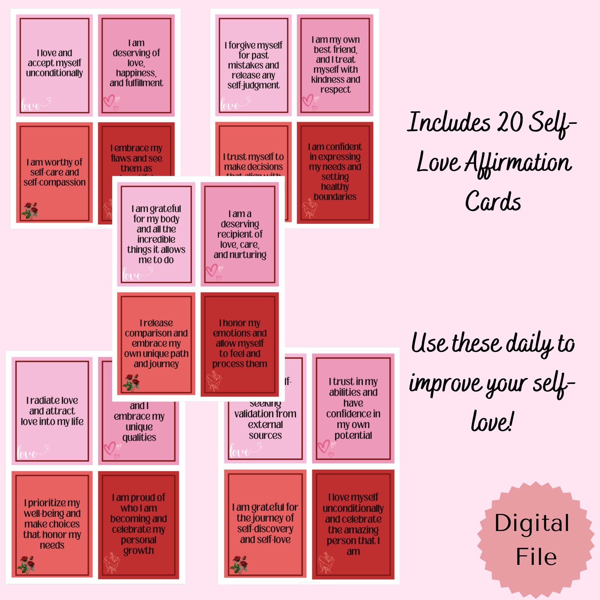 Affirmations of Self-love: 20 Printable Cards to Embrace Your ...