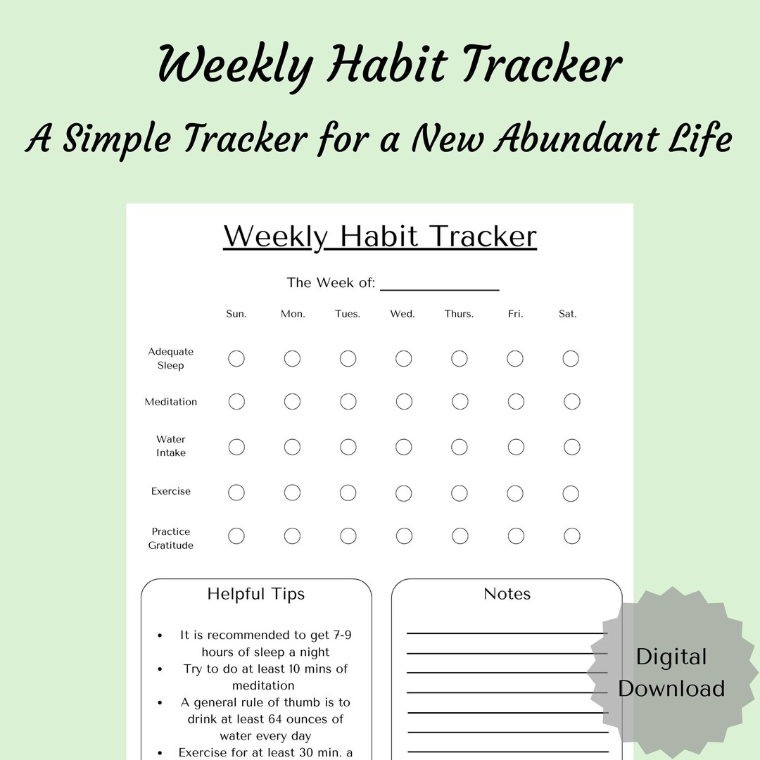 Weekly Habit Tracker Printable: Establish Positive Routines and Reach ...