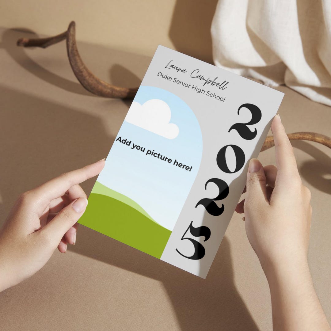 Custom Graduation Invitation Template, 5 Photo Layout, Front & Back ...