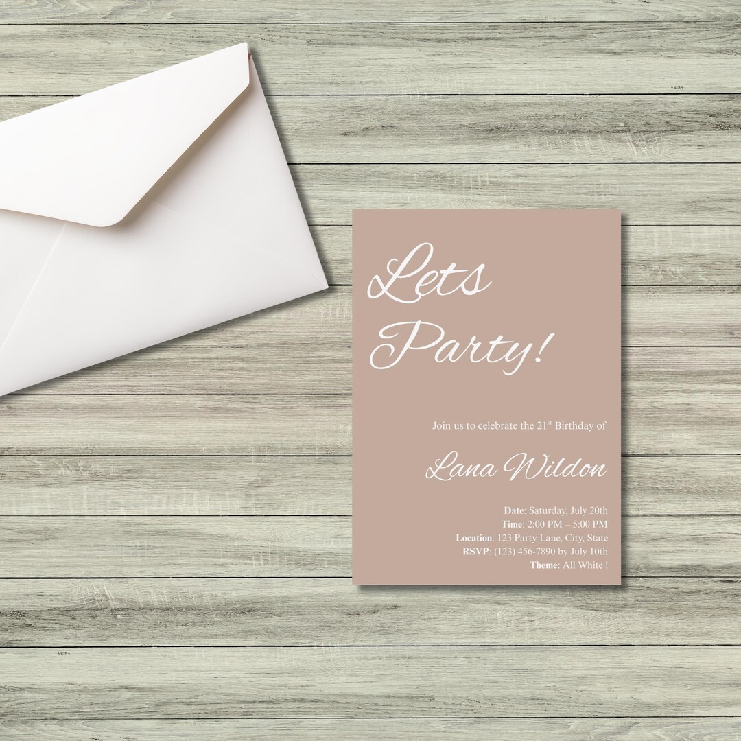 Let's Party Digital Template Invite, Editable Party Invitation Canva ...
