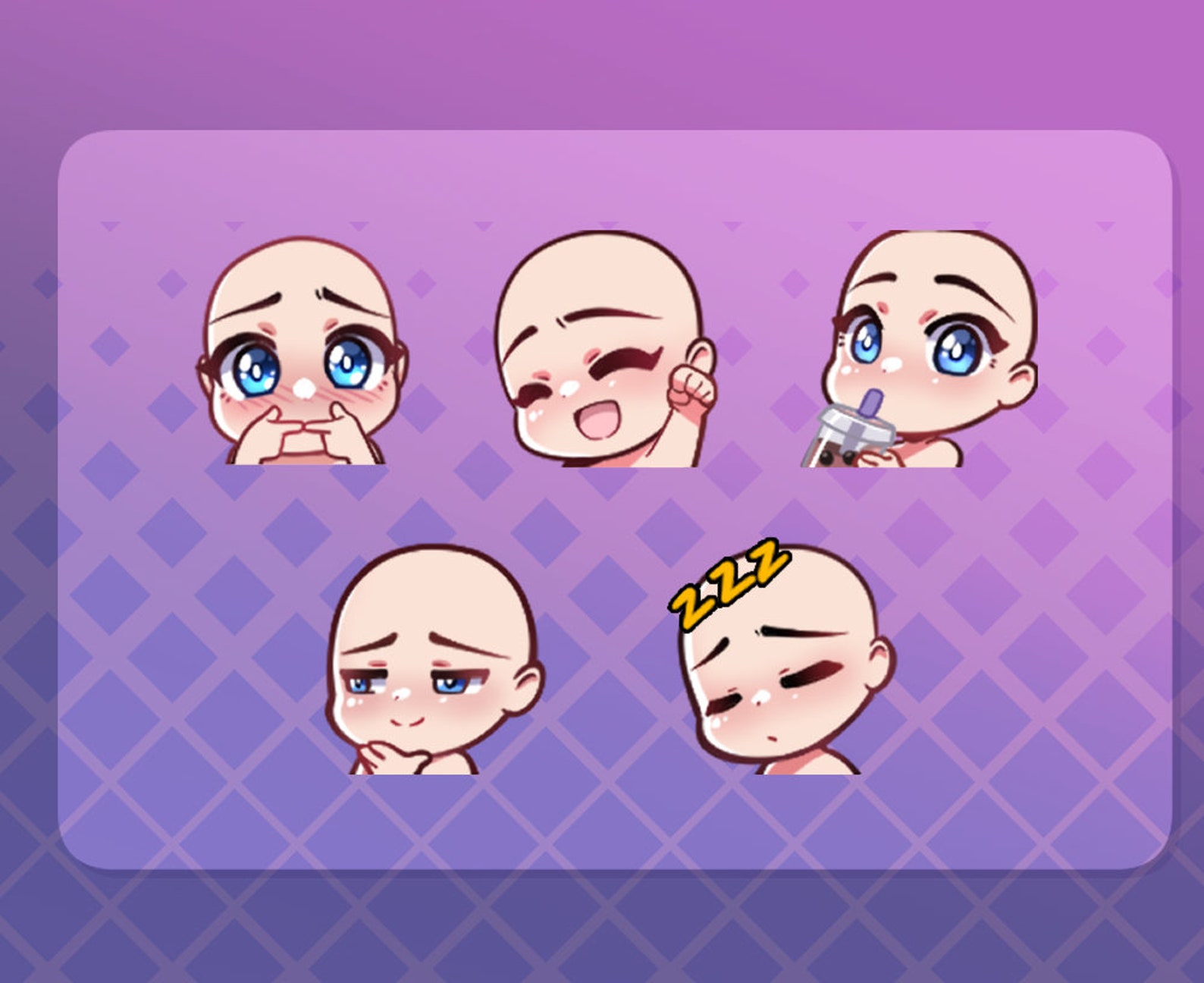 5 DIY Chibi Kawaii Twitch Emote Bases Pack | Editable PSD File for ...