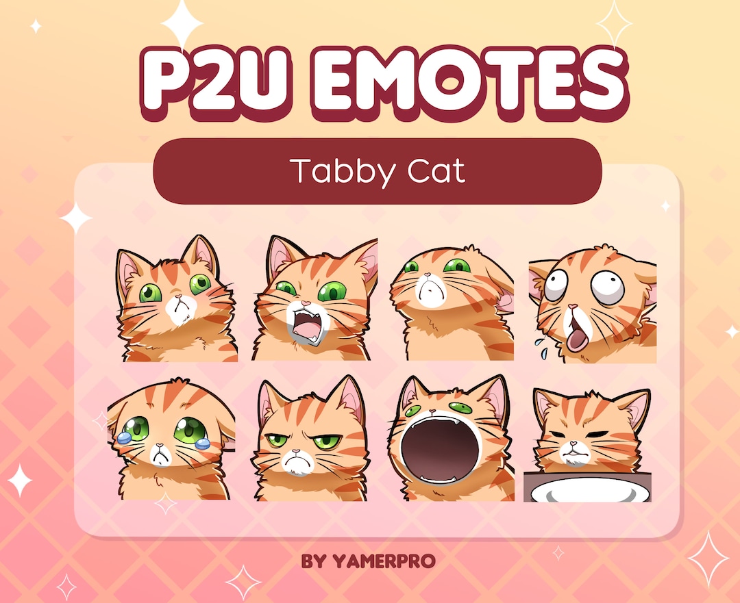 8 Funny Cute Orange Tabby Cat Emote Pack | Memes | Stickers | for ...