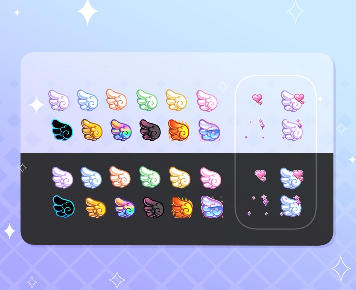 12 P2U Cute Angel Wing Twitch Sub or Bit Badges + Bonus Flairs | Kawaii ...