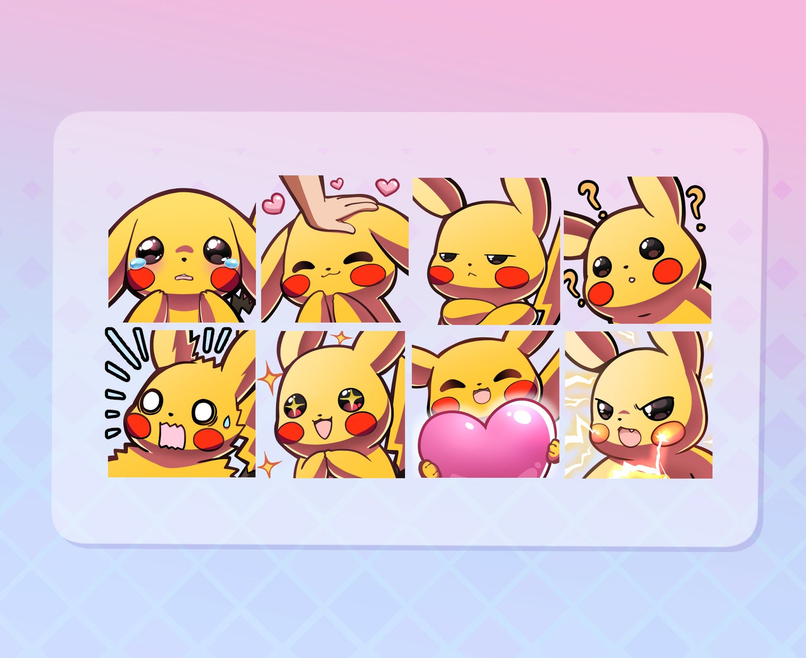 8 Cute Adorable Pikachu Emote Pack Memes Kawaii Stickers for Discord ...