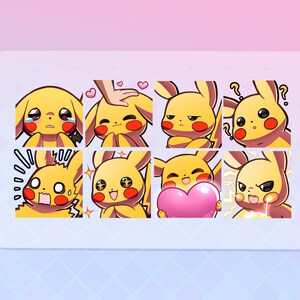 8 Cute Adorable Pikachu Emote Pack Memes Kawaii Stickers for Discord ...