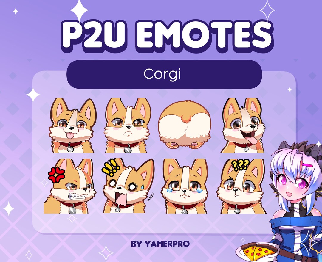 8 Chibi Cute Kawaii Corgi Dog Emote Pack | Puppy | Stickers Icons ...
