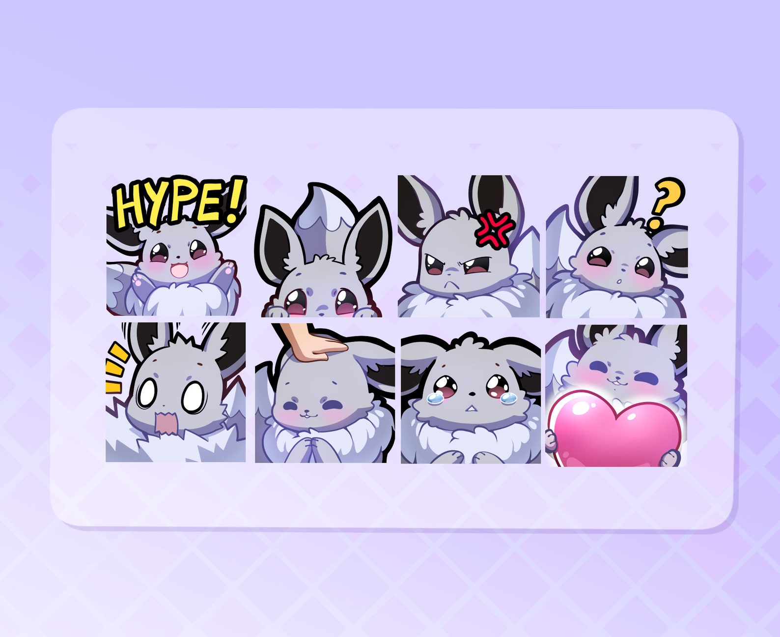 8 Cute Cuddly Shiny Fox Emote Pack | Memes | Kawaii Stickers | for ...