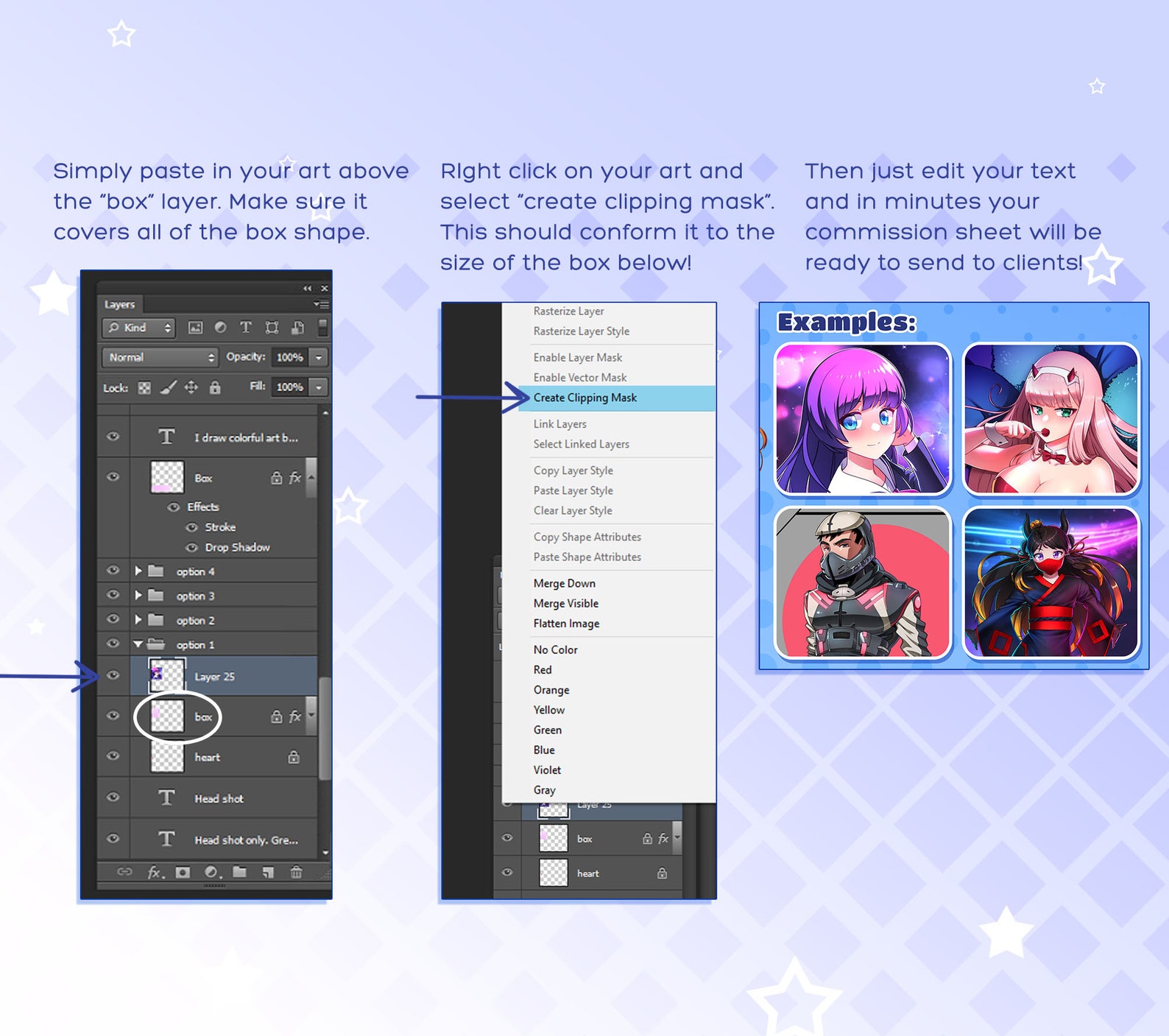 Easy PSD DIY Custom Pricing Commission Sheet Template for Artists ...