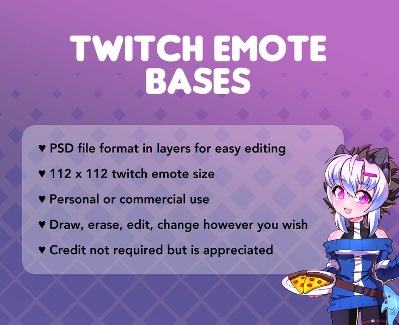 5 DIY Chibi Kawaii Twitch Emote Bases Pack | Editable PSD File for ...
