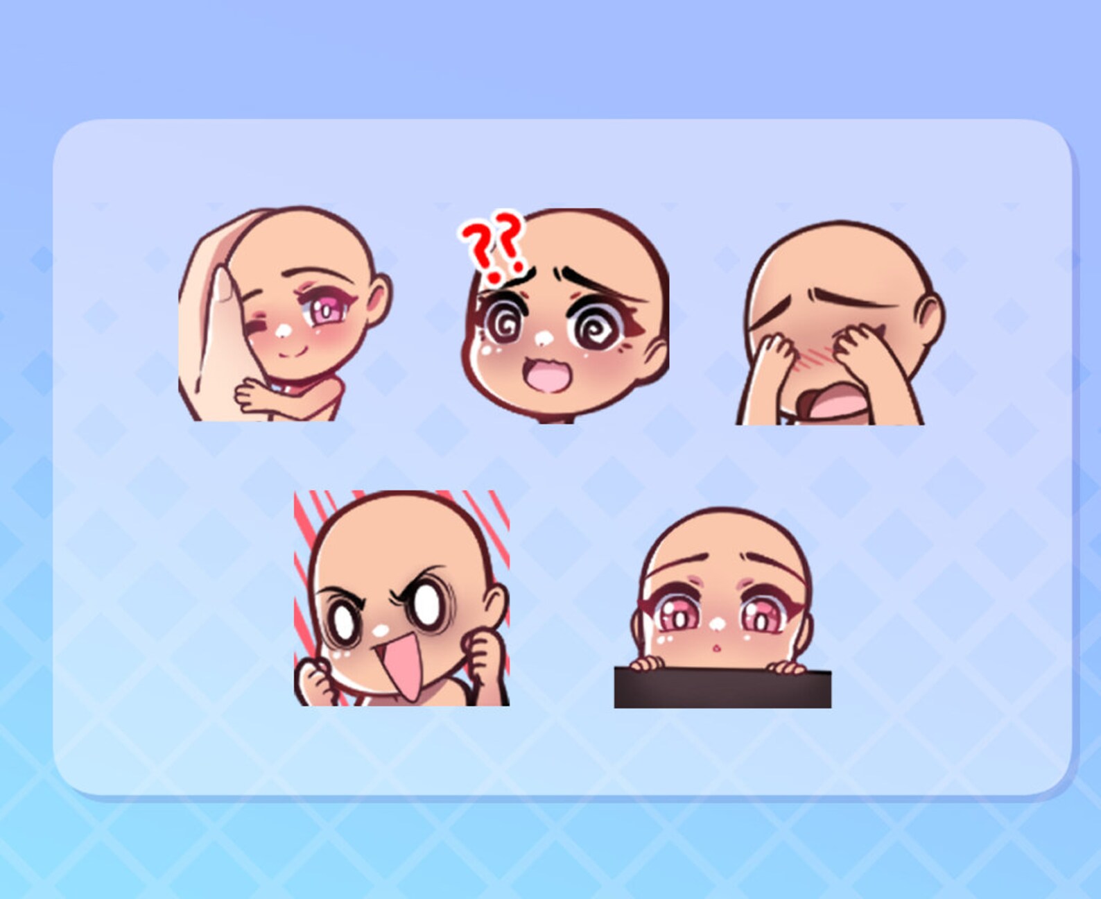 5 DIY Chibi Kawaii Twitch Emote Bases Pack Editable PSD File for ...