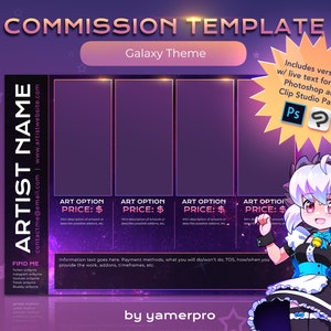 Easy DIY Custom Pricing Commission Sheet Template for Artists ...