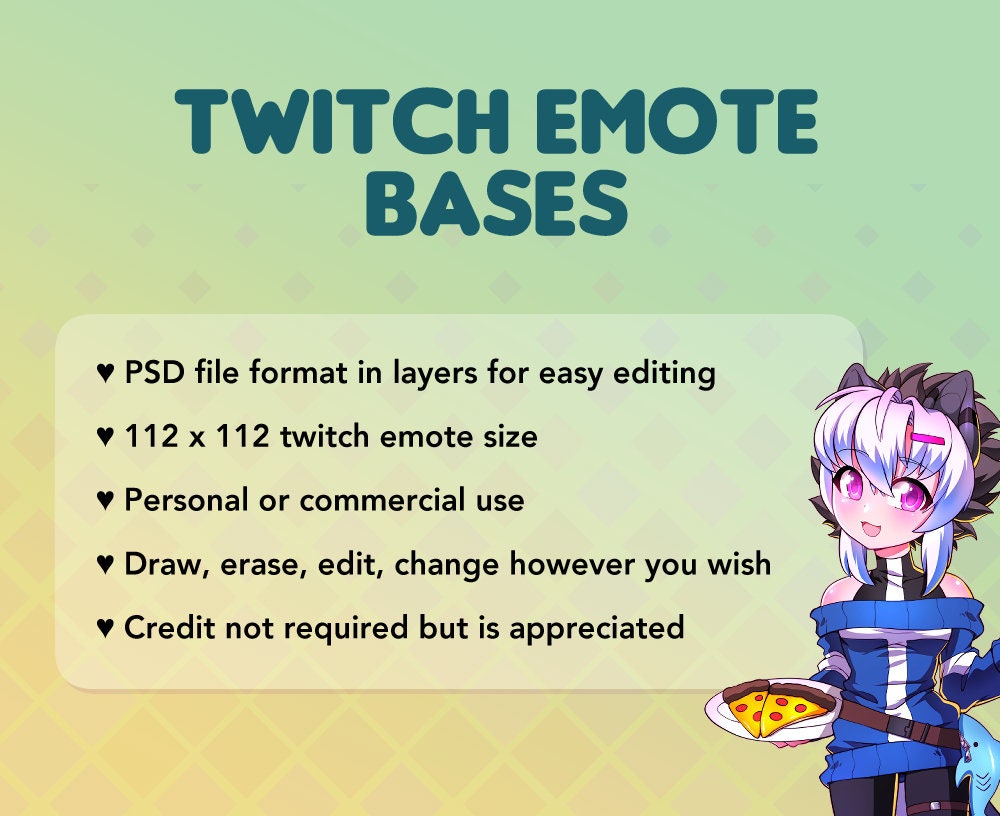 6 DIY Chibi Kawaii Twitch Emote Bases Pack Memes Funny Editable PSD ...