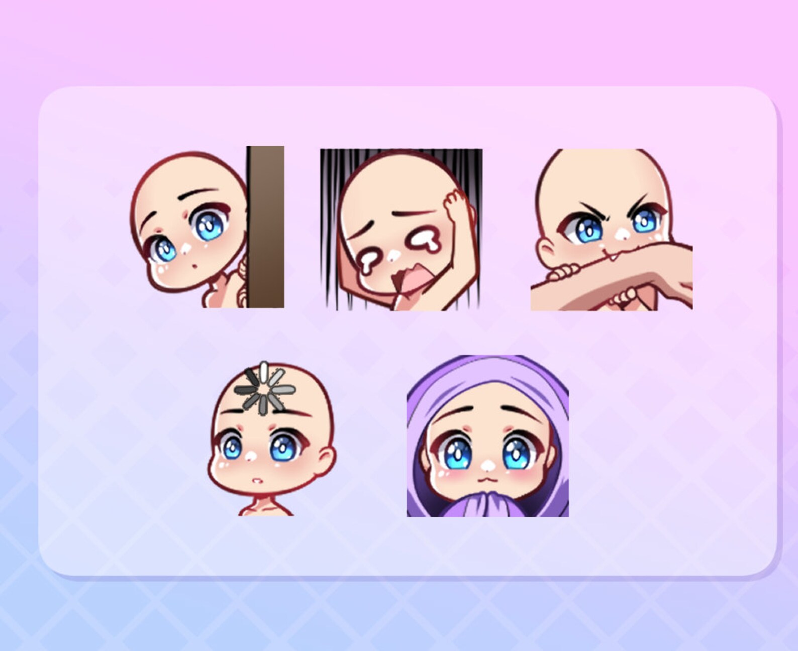 5 DIY Chibi Kawaii Twitch Emote Bases Pack | Editable PSD File for ...