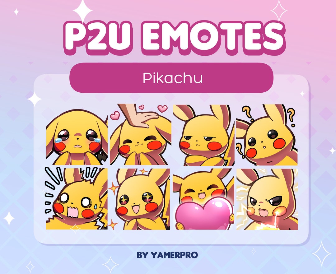 8 Cute Adorable Pikachu Emote Pack Memes Kawaii Stickers for Discord ...