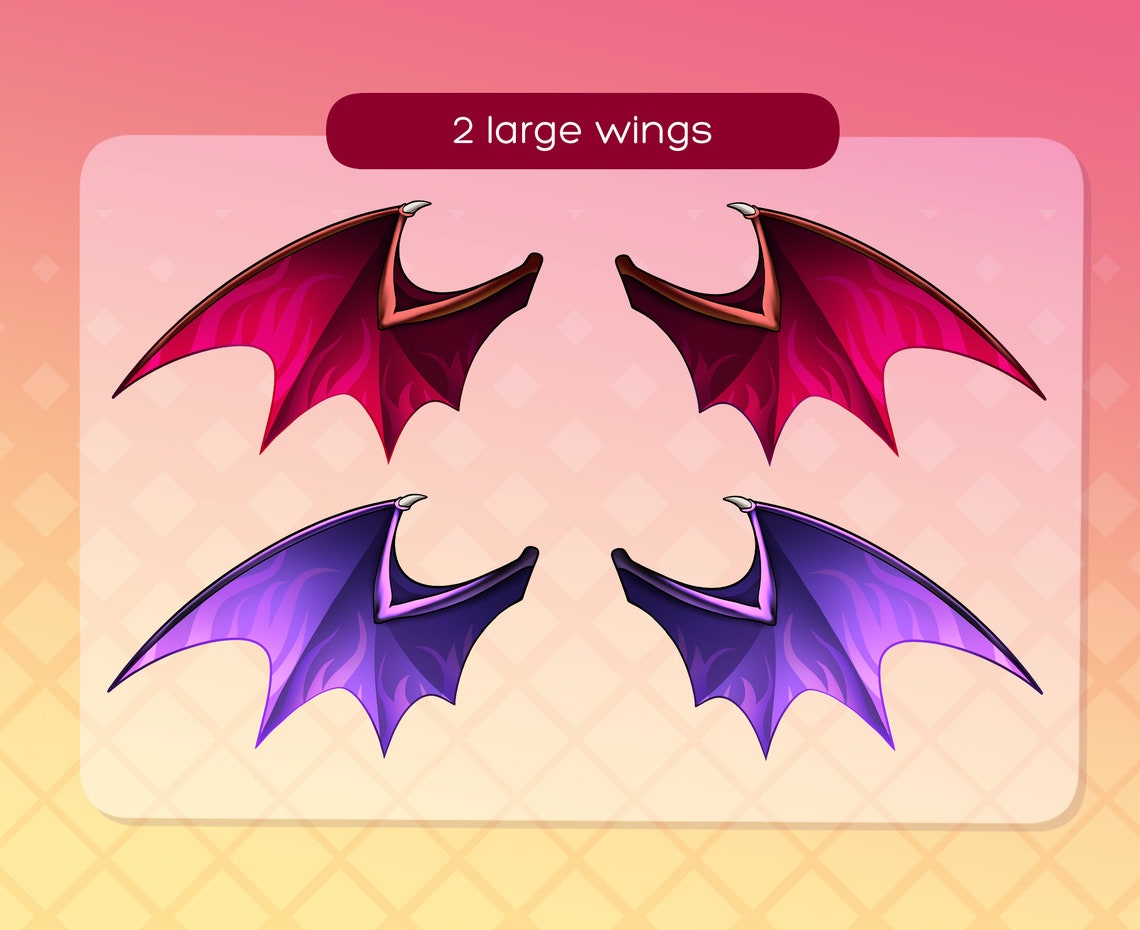 Cute Kawaii Vtuber Devil Assets Pack Dark Demon Wings, 4 Chairs, 2 Mics ...