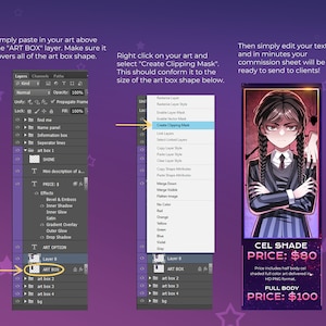 Easy DIY Custom Pricing Commission Sheet Template for Artists/freelancers | Galaxy Colorful ...