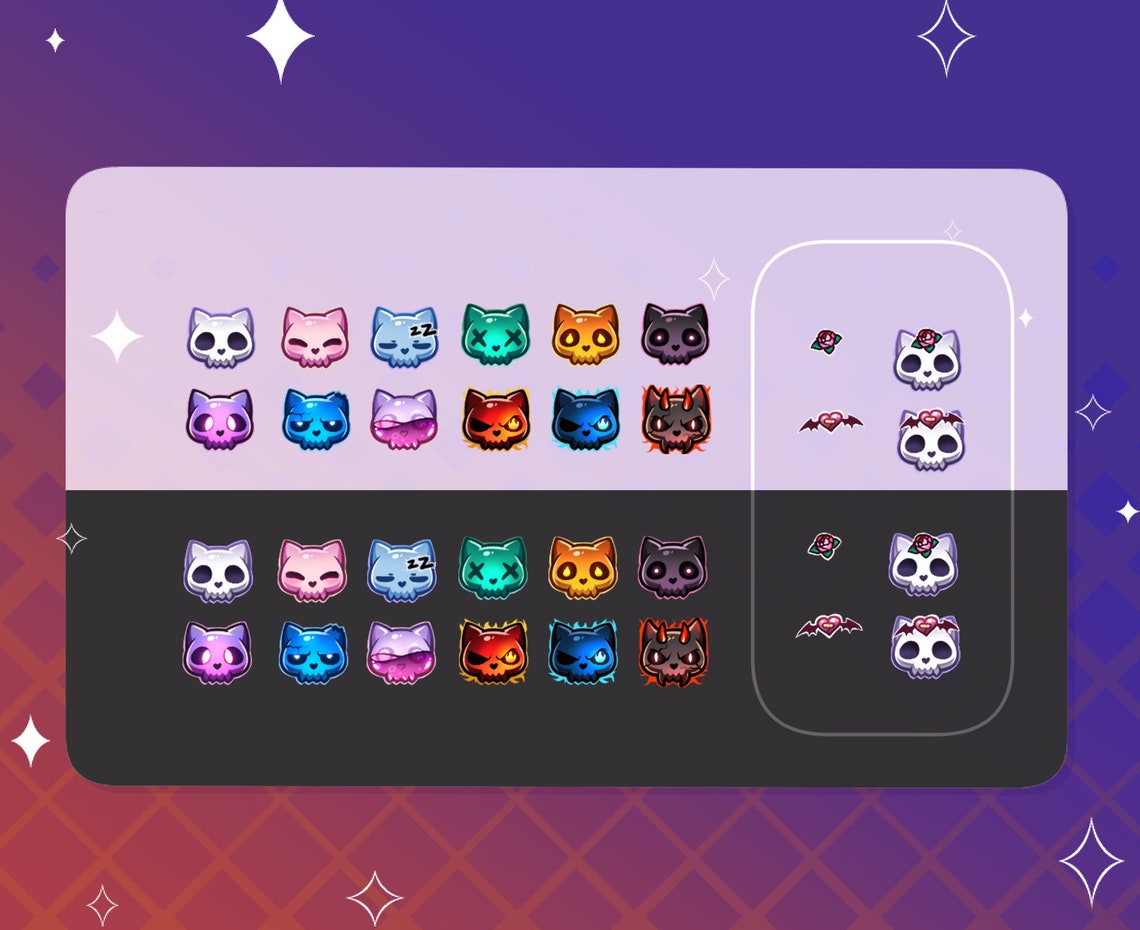 12 P2U Cute Neko Cat Skull Twitch Sub or Bit Badges Bonus Flairs ...