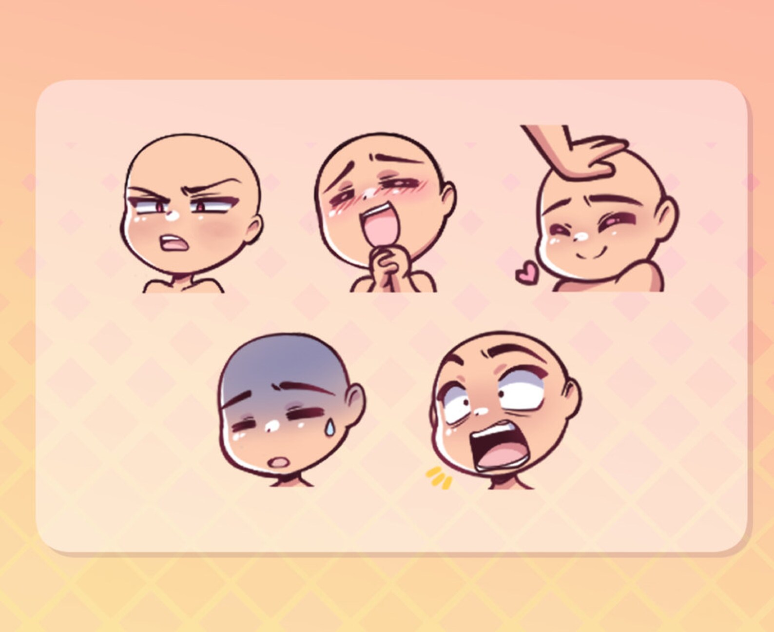 5 DIY Chibi Kawaii Twitch Emote Bases Pack | Editable PSD File for ...