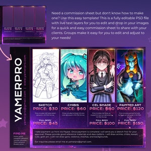 Easy DIY Custom Pricing Commission Sheet Template for Artists/freelancers | Galaxy Colorful ...