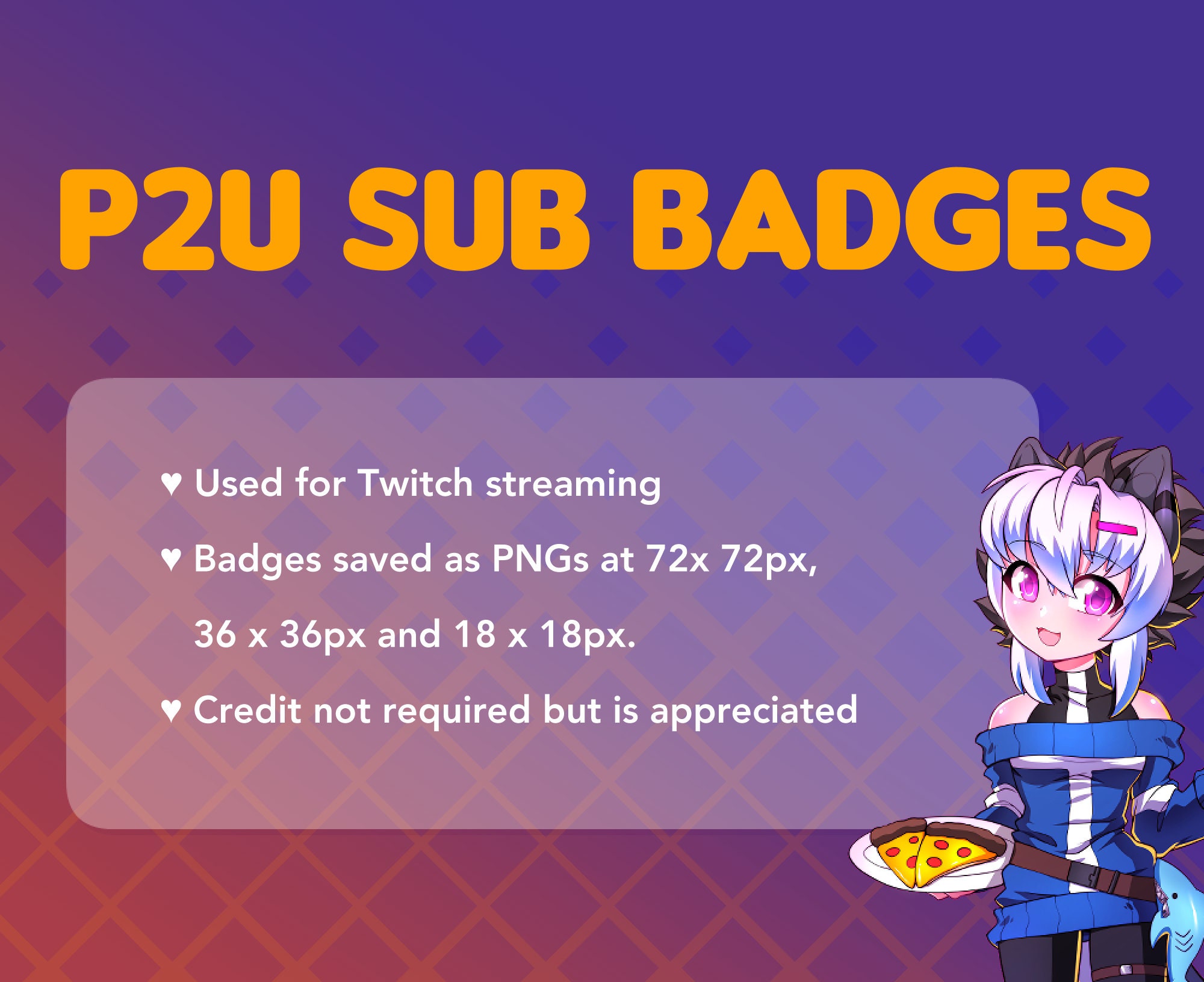 12 P2U Cute Neko Cat Skull Twitch Sub or Bit Badges Bonus Flairs ...