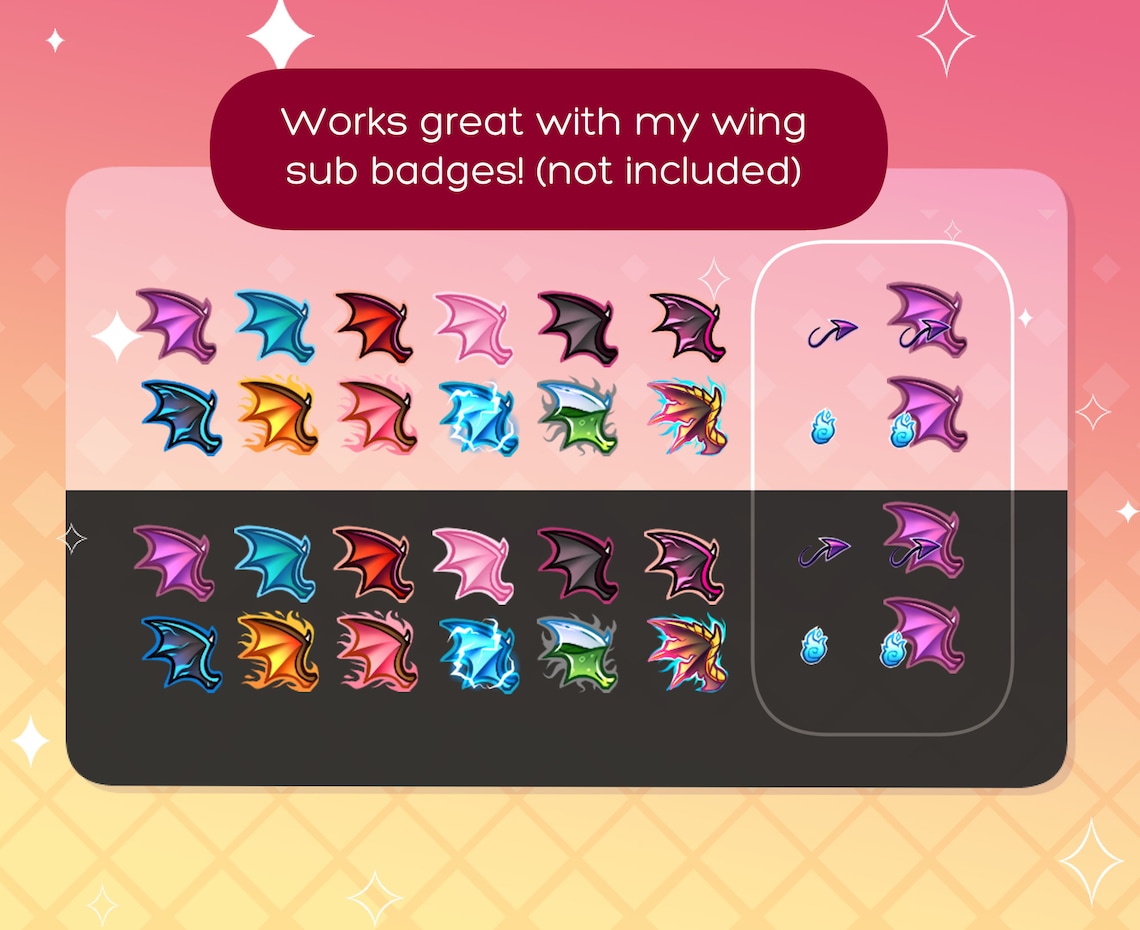 Cute Kawaii Vtuber Devil Assets Pack Dark Demon Wings, 4 Chairs, 2 Mics ...