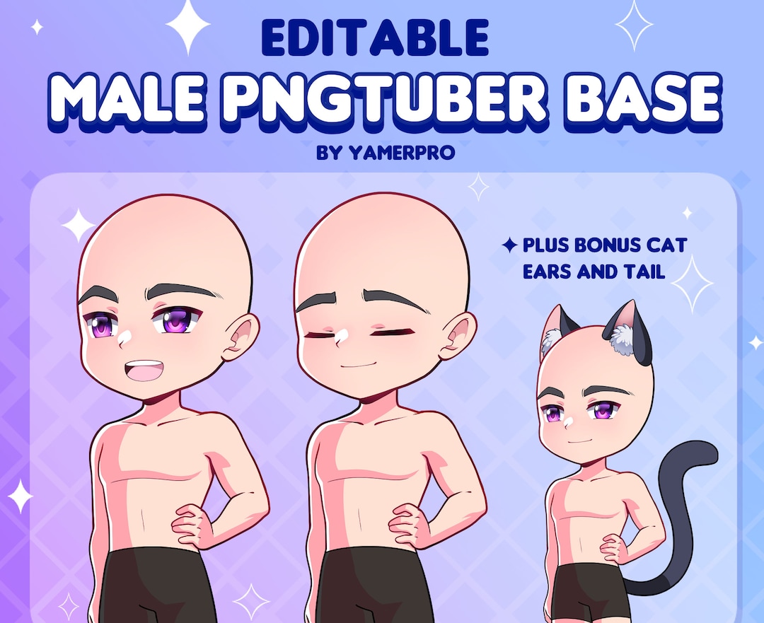 DIY Editable Cute Kawaii Chibi Male Pngtuber Base | Anime Streamer ...