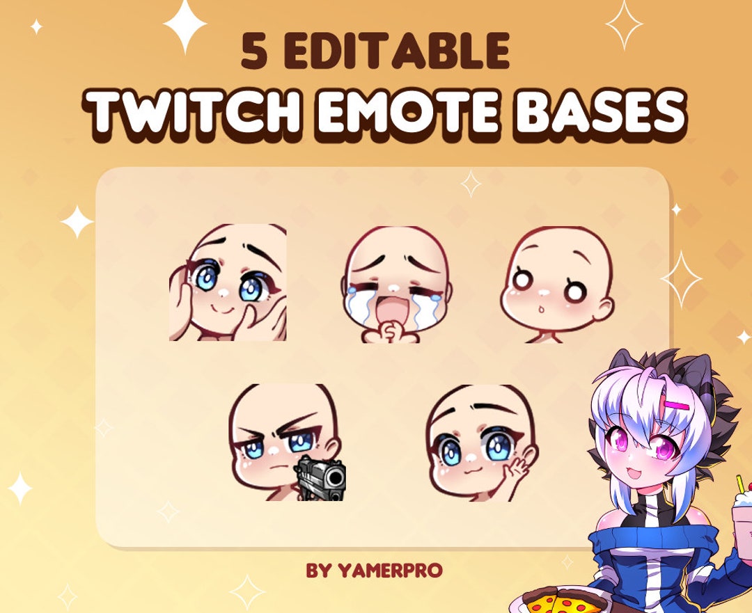 5 DIY Chibi Kawaii Twitch Emote Bases Pack | Editable PSD File for ...