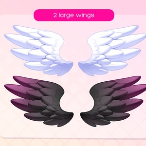 Cute Kawaii Vtuber Angel Assets Pack Pastel Chibi Wings, 4 Chairs, 2 ...