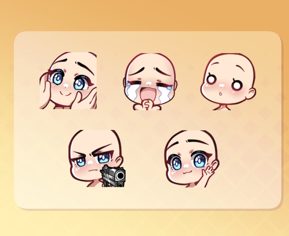 5 DIY Chibi Kawaii Twitch Emote Bases Pack | Editable PSD File for ...
