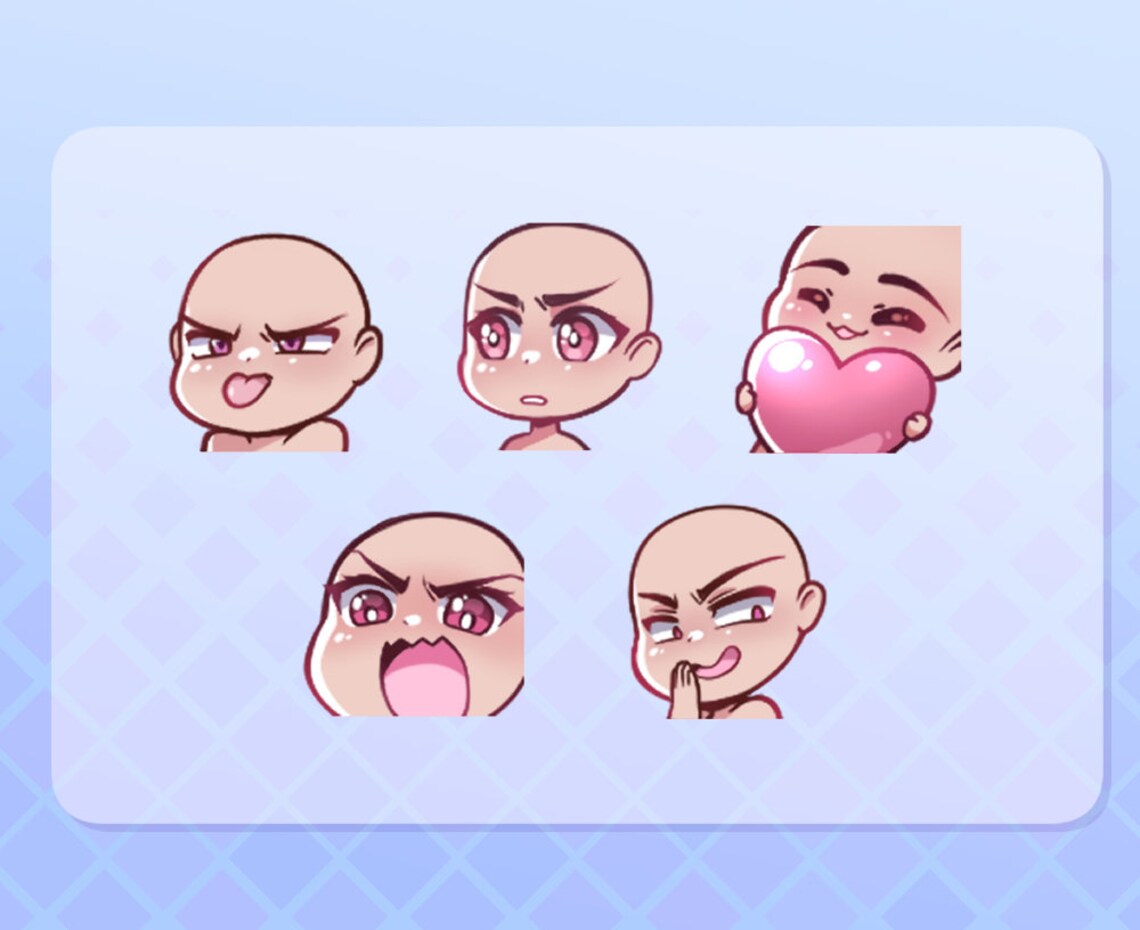 5 DIY Chibi Kawaii Twitch Emote Bases Pack Editable PSD File for ...