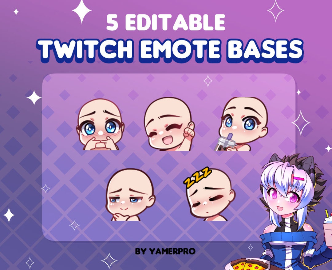 5 DIY Chibi Kawaii Twitch Emote Bases Pack | Editable PSD File for ...
