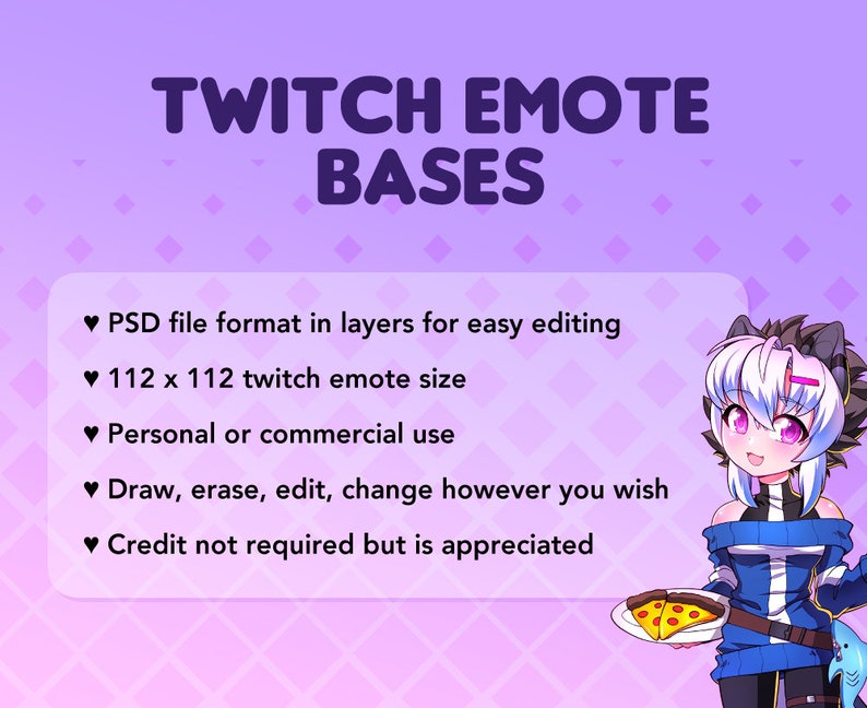 5 DIY Chibi Kawaii Twitch Emote Bases Pack Editable PSD File for ...