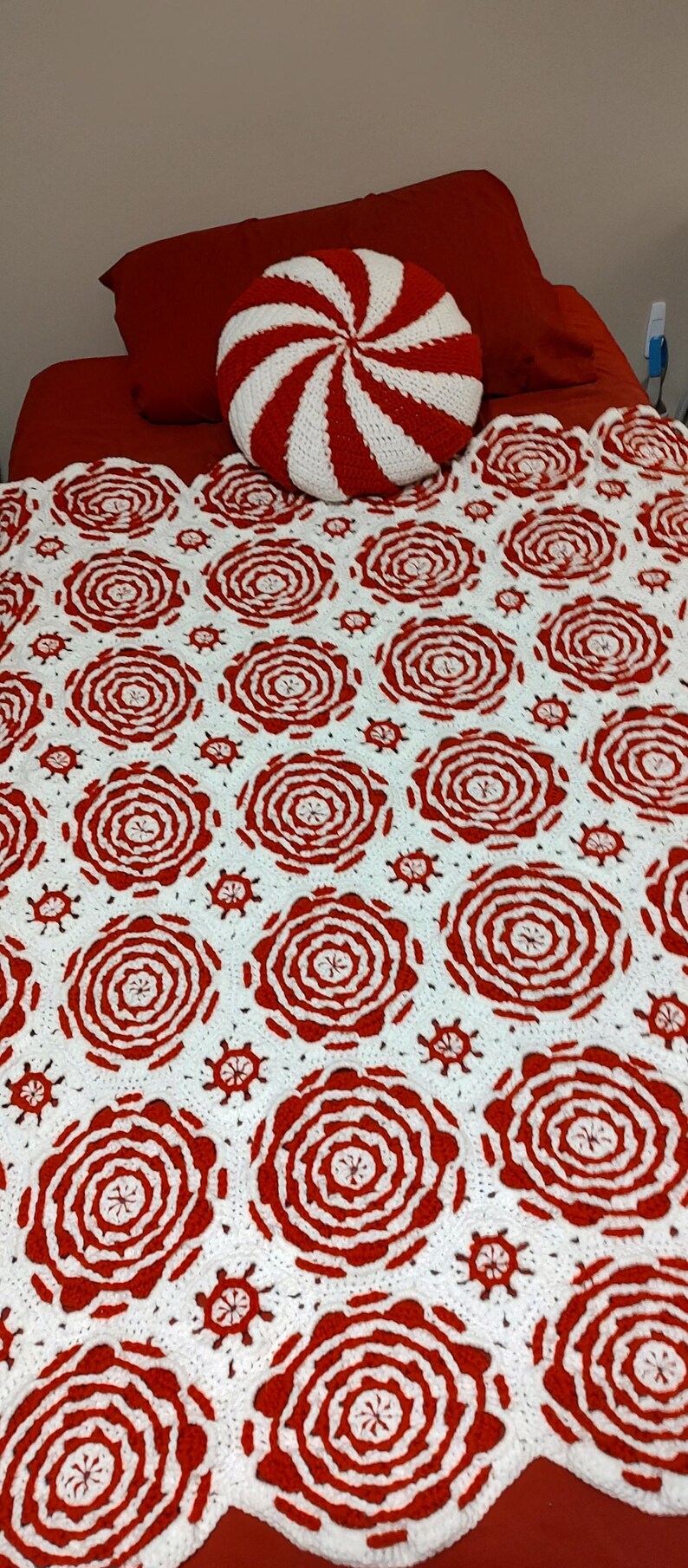 Peppermint Crochet Afghan and Pillow - Etsy